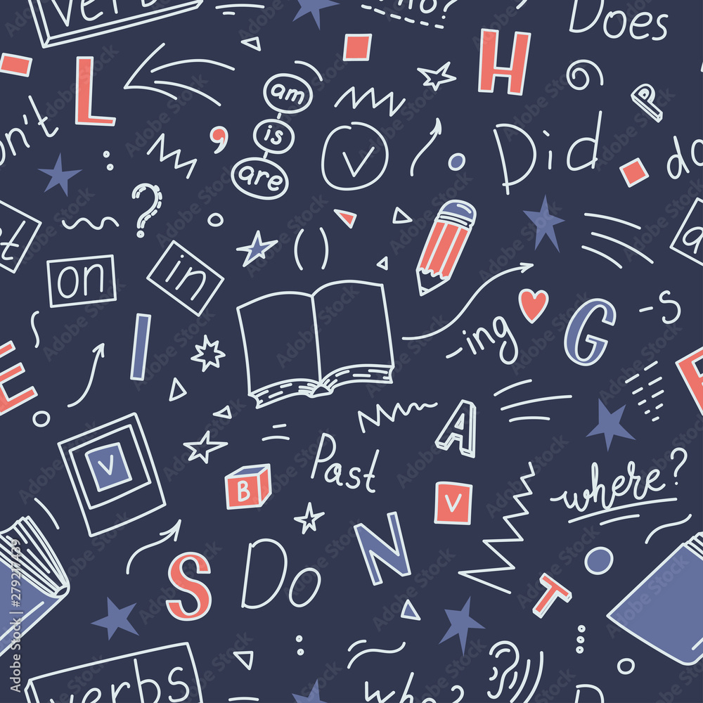 Pattern from English language hand drawn doodle Stock Vector | Adobe Stock