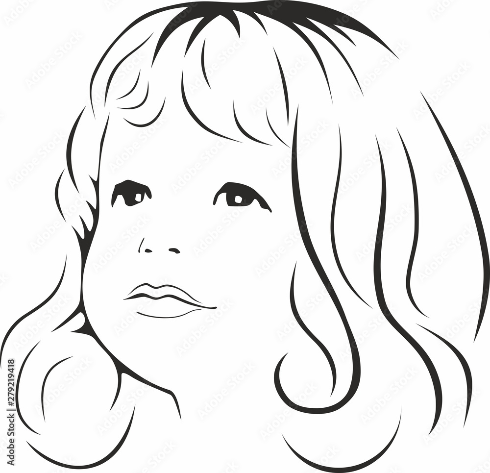 face girls child, beautiful expressive eyes Stock Vector | Adobe Stock