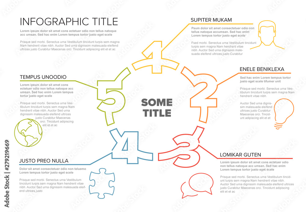 5 Step Circle Infographic Stock Template | Adobe Stock