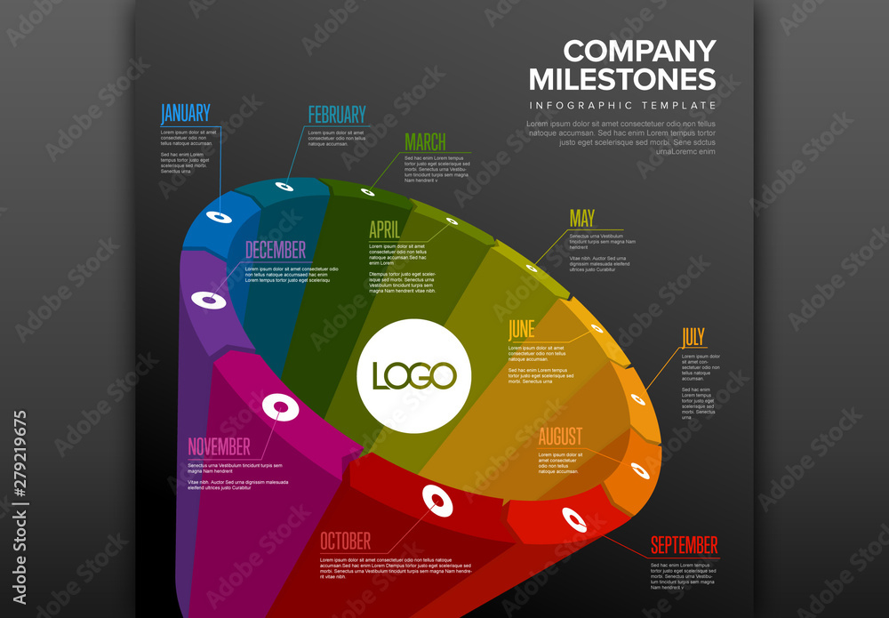 3D Cone Infographic with Year Milestones Stock Template | Adobe Stock