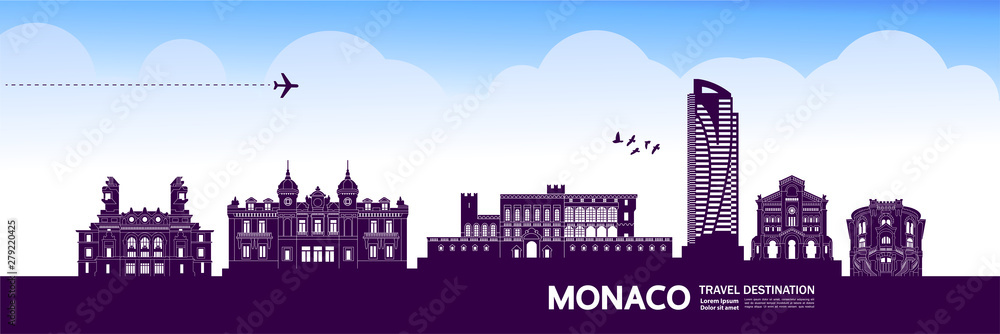 Vetor de Monaco travel destination grand vector illustration. do Stock ...