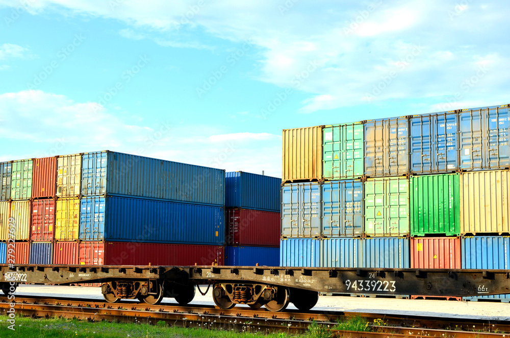 Cargo dock terminal with sea containers. logistic warehouse port of ...