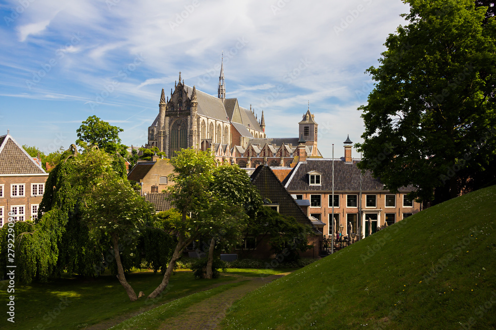 The view of Hooglandse Kerk from the The Burcht van Leiden (Fort of ...