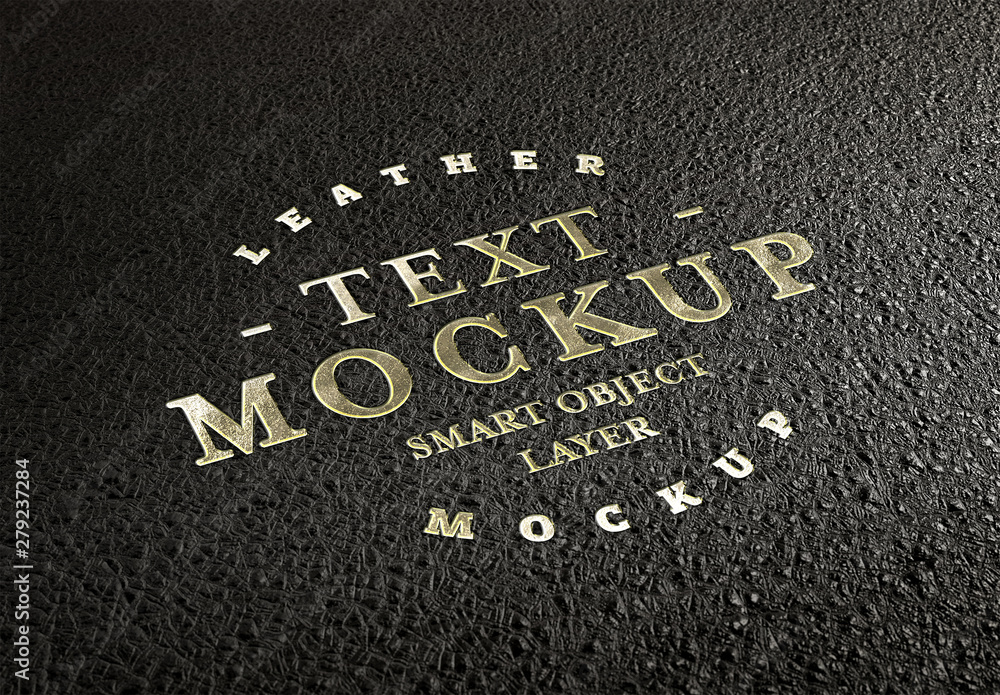 Embossed Golden Text Effect on Leather Mockup Stock Template | Adobe Stock