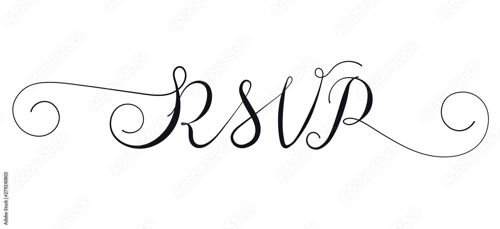 RSVP wedding card template. Handwritten Elegant modern calligraphy with ...