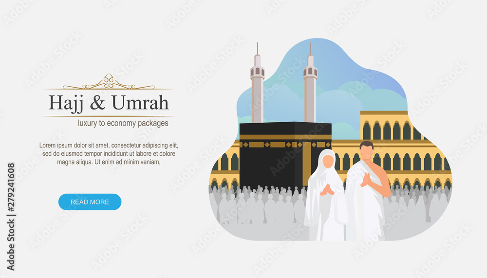 Hajj and umrah Illustration design for Landing page templates, Book ...