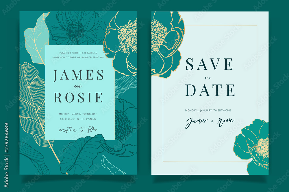 Summer Flower Wedding Invitation set, floral invite thank you, rsvp ...