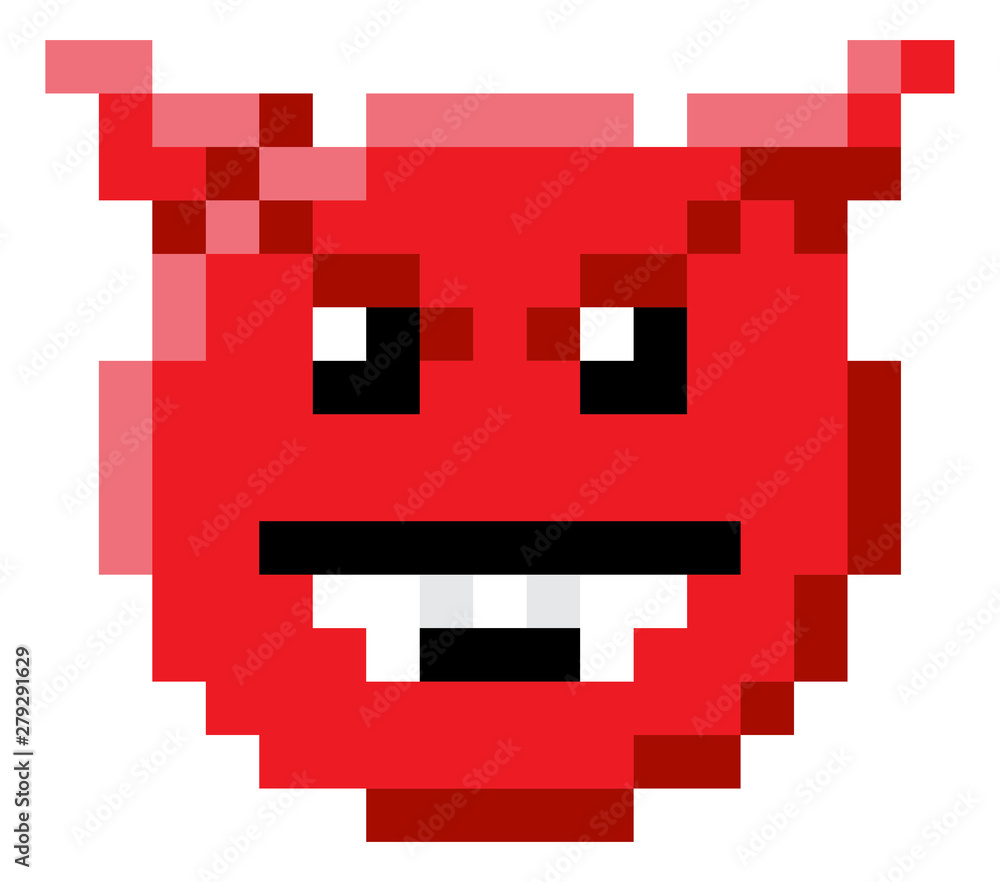 An emoji emoticon face icon in a pixel art 8 bit video game style Stock ...
