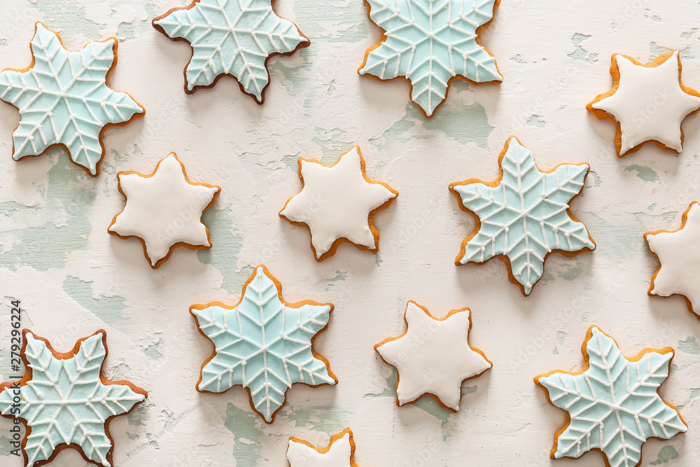 Tasty Christmas cookies on light background Stock Photo | Adobe Stock