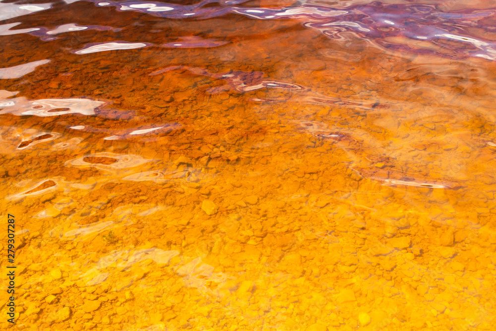 Dirty, yellow water in the river. Ecology concept. Tainted water ...