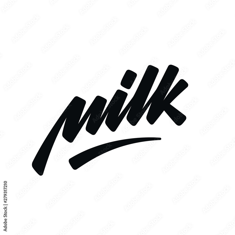 Lettering Milk, hand written design for label, brand, badge. Graphic ...
