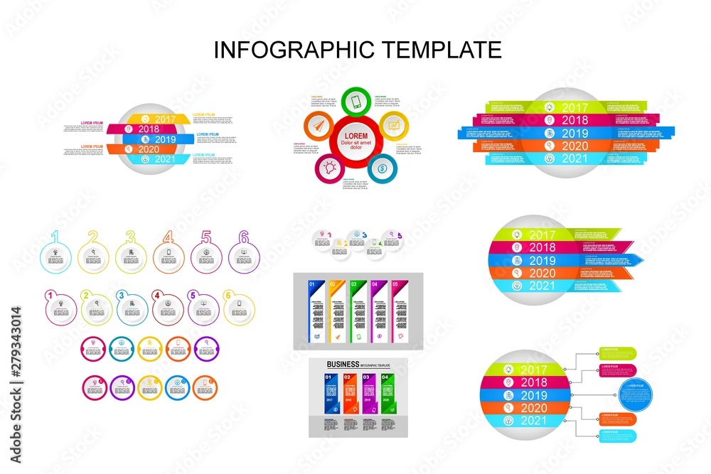Bundle infographic elements data visualization vector design template ...