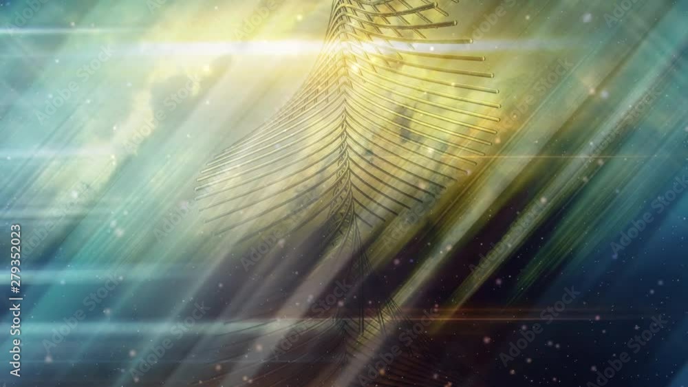 Spiral Stairway to Heaven in Cloudy Sky with Light Rays - 4K Seamless ...