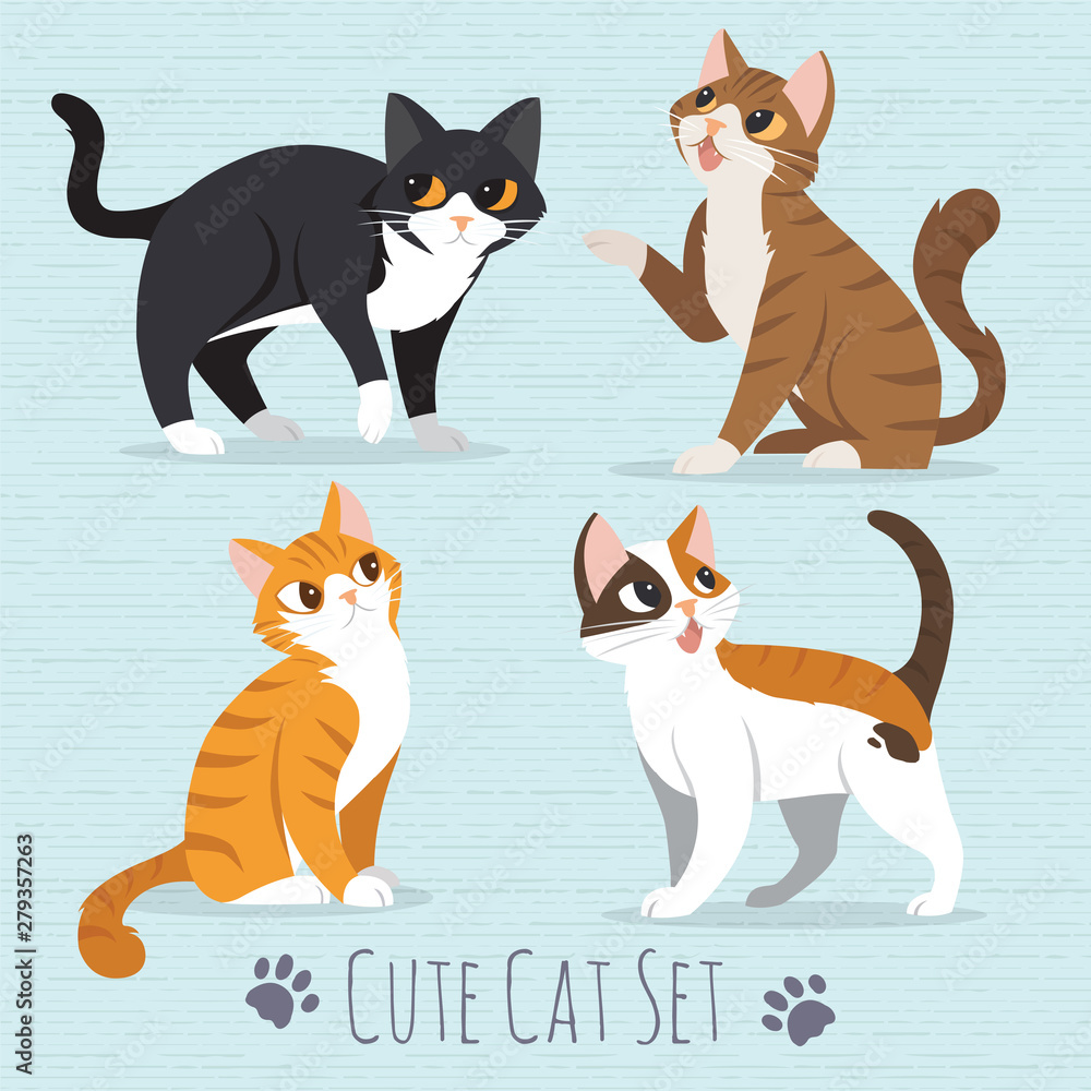 Cute cat cartoon Stock Vector | Adobe Stock
