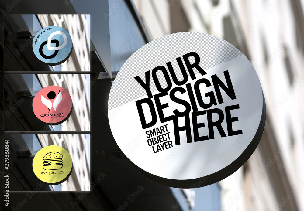 Circular Business Sign Mockup Stock Template | Adobe Stock