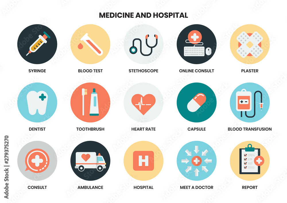 Hospital icons set for business Stock Vector | Adobe Stock