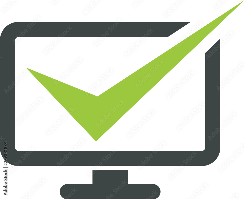Screen Computer Check Mark Logo Template Illustration Design. Vector ...