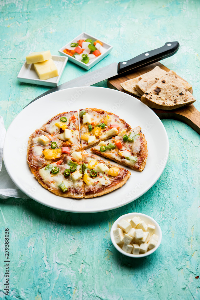 Chapati Pizza made using leftover Roti / Paratha with Cheese ...