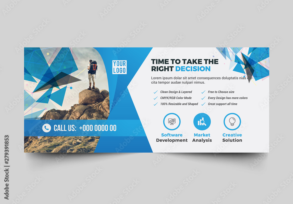 Corporate Advertising Banner Layout with Blue Elements Stock Template ...