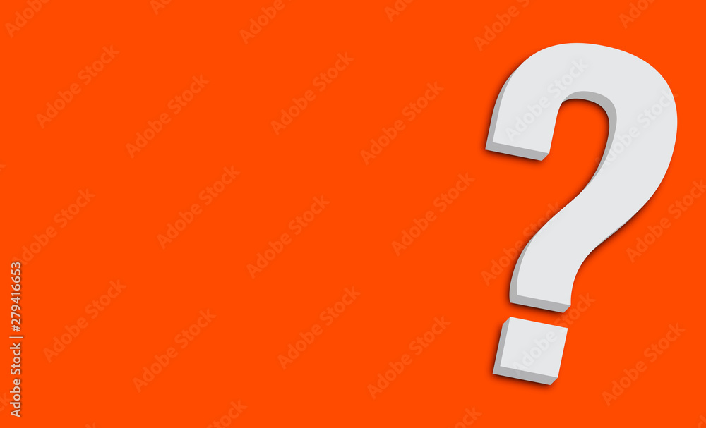 Question mark symbol in minimalist white grey color 3D isolated on ...