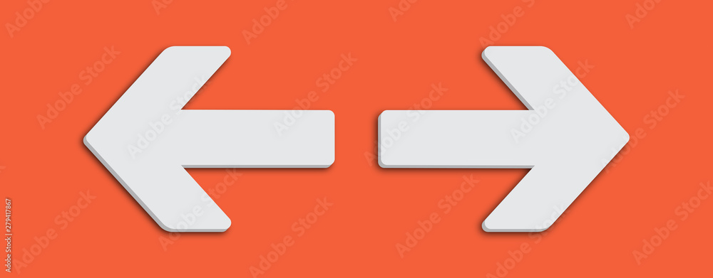 White arrow sign symbol opposing directional arrows right and left in ...