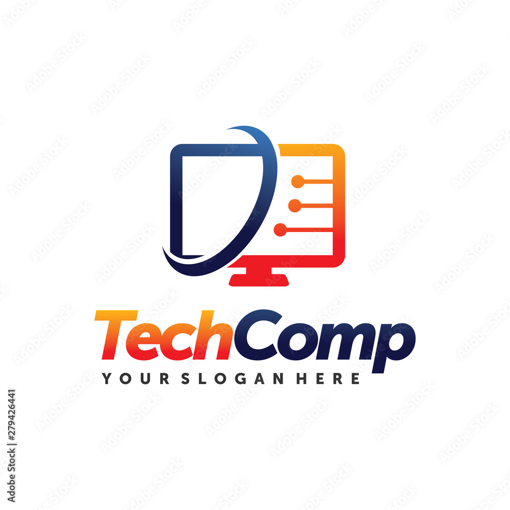 Computer Tech, Computer repair, Computer services, PC Logo vector Stock ...