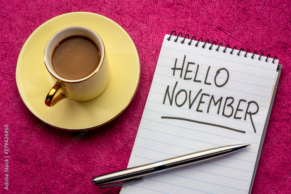 Hello November handwriting Stock Photo | Adobe Stock