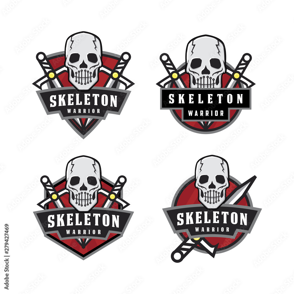 skeleton warrior logo icon vector template set pack collection Stock ...