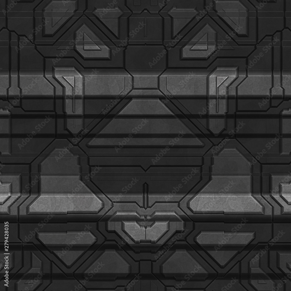 Spaceship hull texture or pattern. Seamless SciFi Panels. Futuristic ...