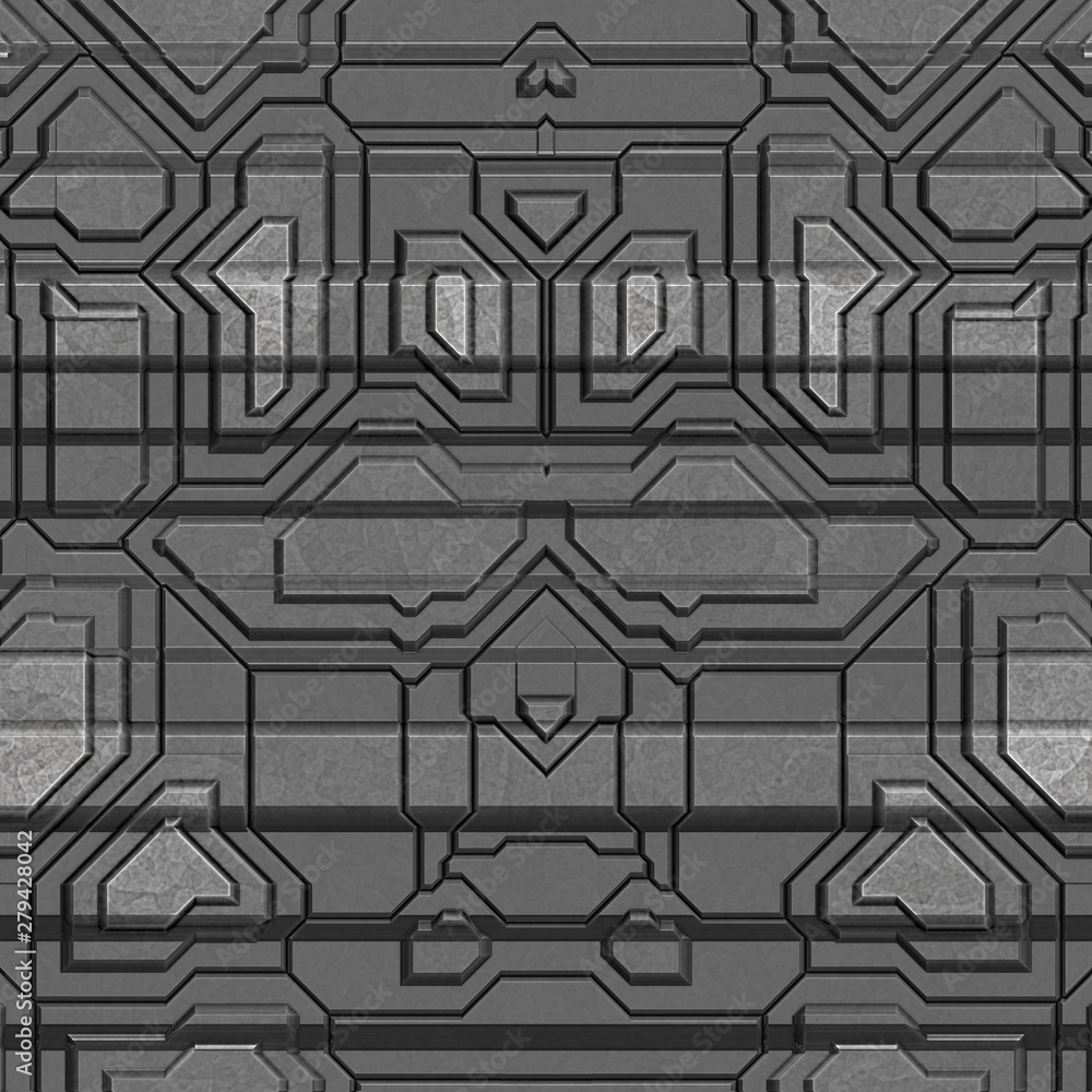 Spaceship hull texture or pattern. Seamless SciFi Panels. Futuristic ...