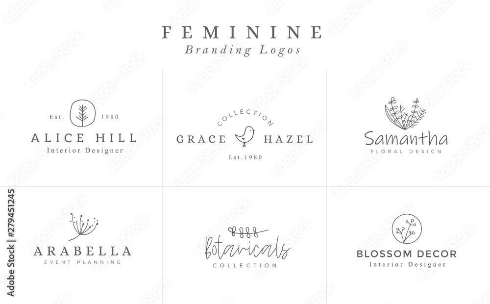Set of Feminine Vector Signs or Logo Templates - Vector Stock Vector ...