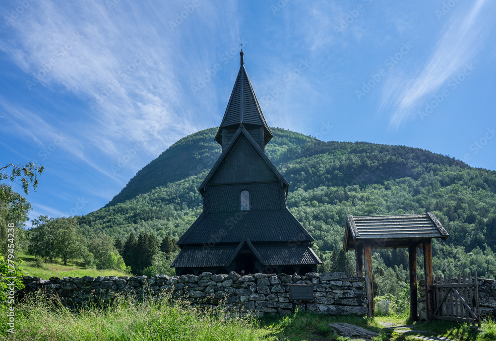 Urnes Stave Church, a 12th-century stave building at Ornes, along the ...