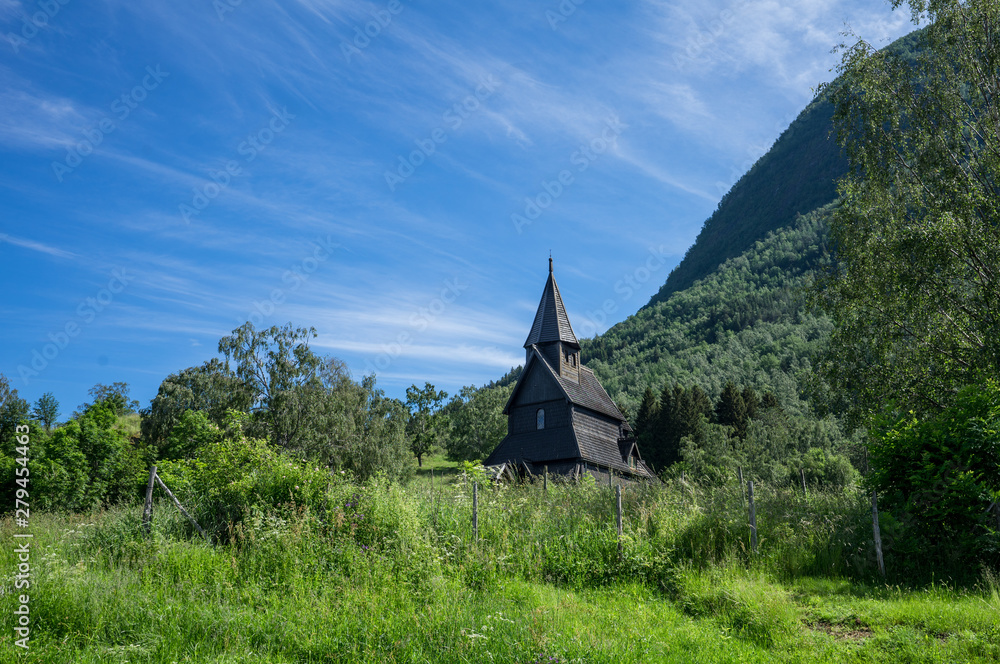Urnes Stave Church, a 12th-century stave building at Ornes, along the ...