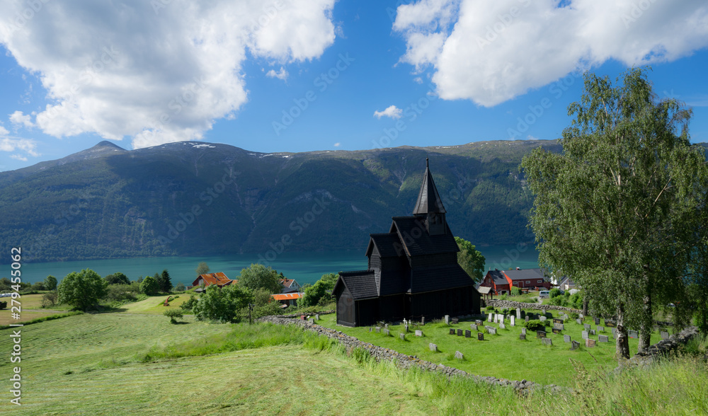 Urnes Stave Church, a 12th-century stave building at Ornes, along the ...