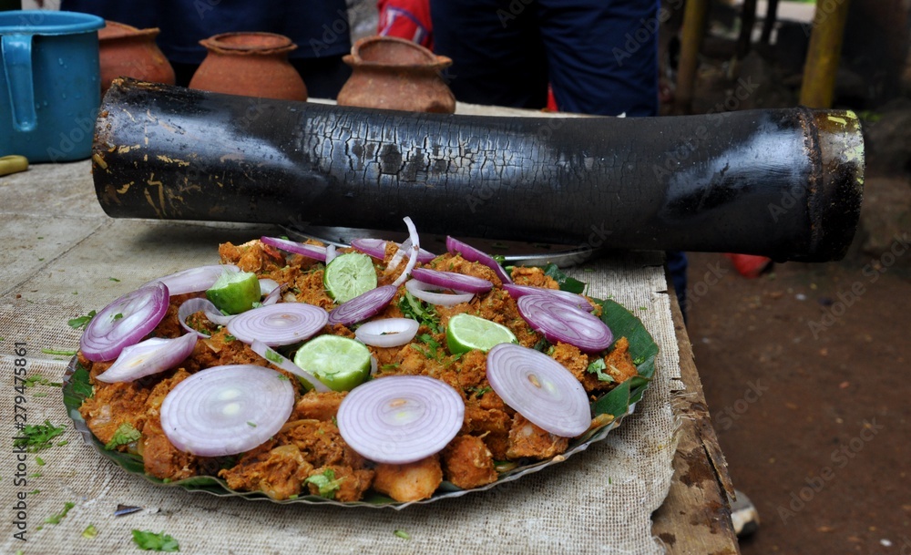 Bamboo Chicken Served - Tribal Dish of Araku Valley Stock Photo | Adobe ...