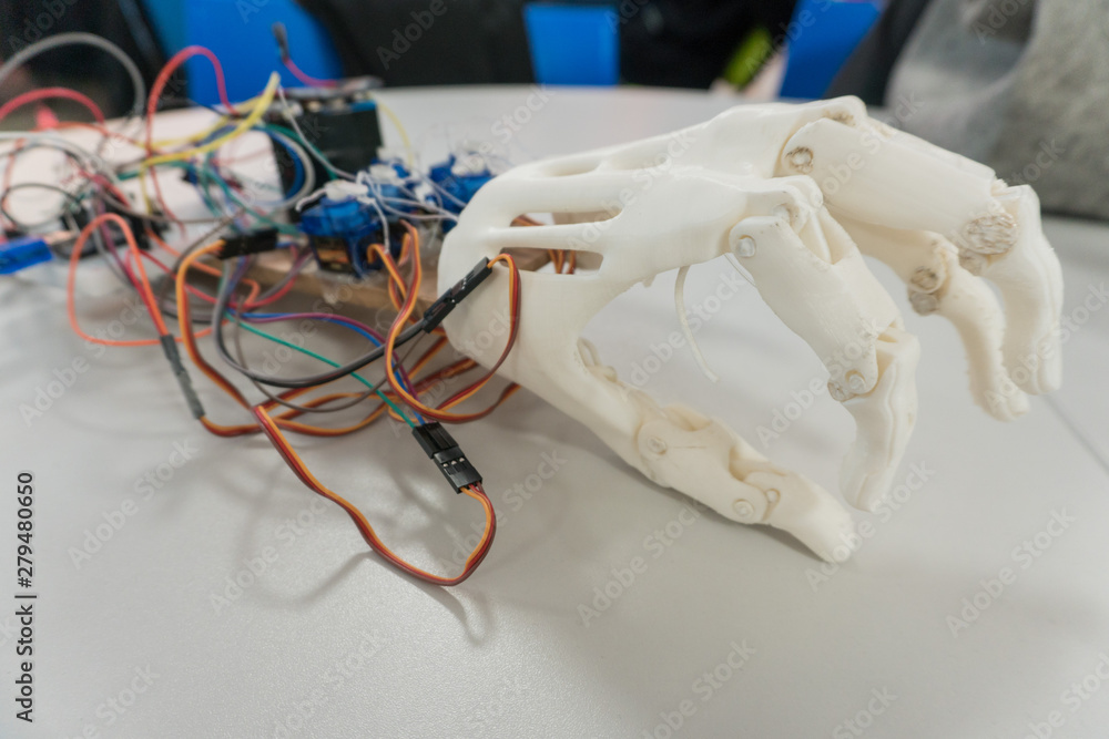 Robotics. Close-up of a robot arm made of nanomaterial. Stock Photo ...