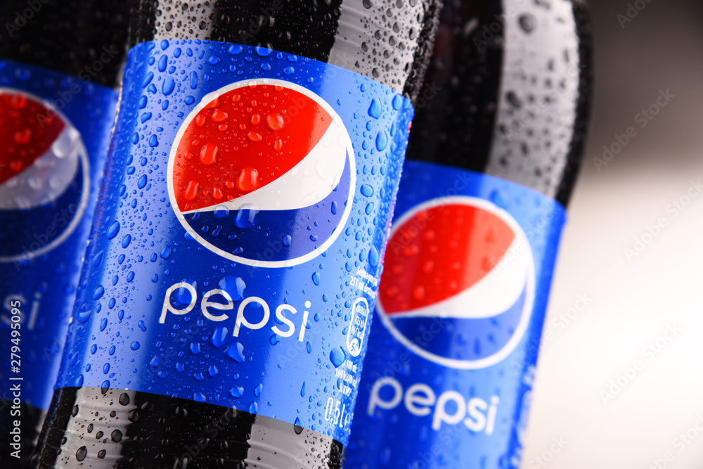 Plastic bottles of carbonated soft drink Pepsi Stock Photo | Adobe Stock