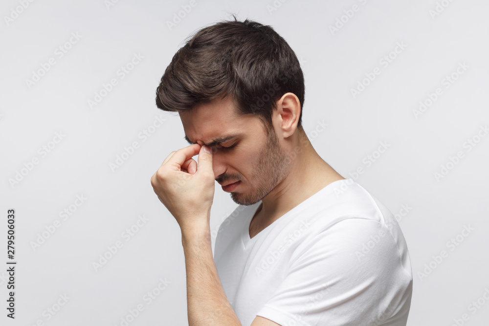 Negative emotion concept. Young man crying about his failure, feeling ...