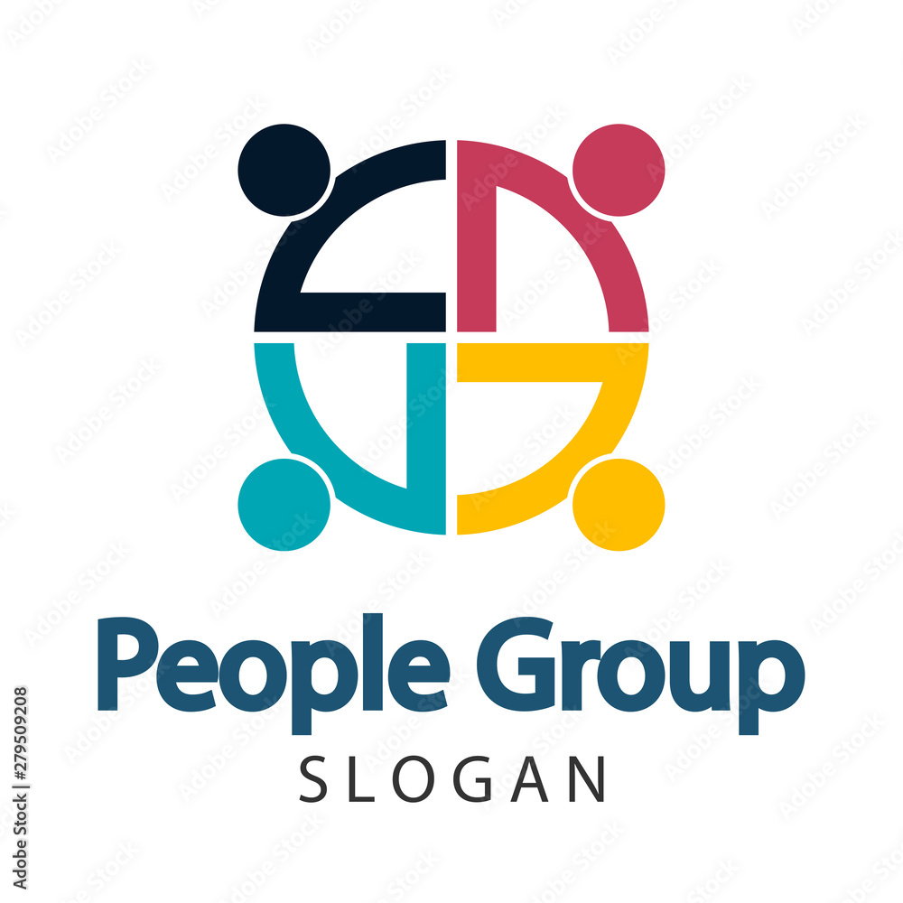 Vetor do Stock: Group four people logo handshake in a circle,Teamwork ...