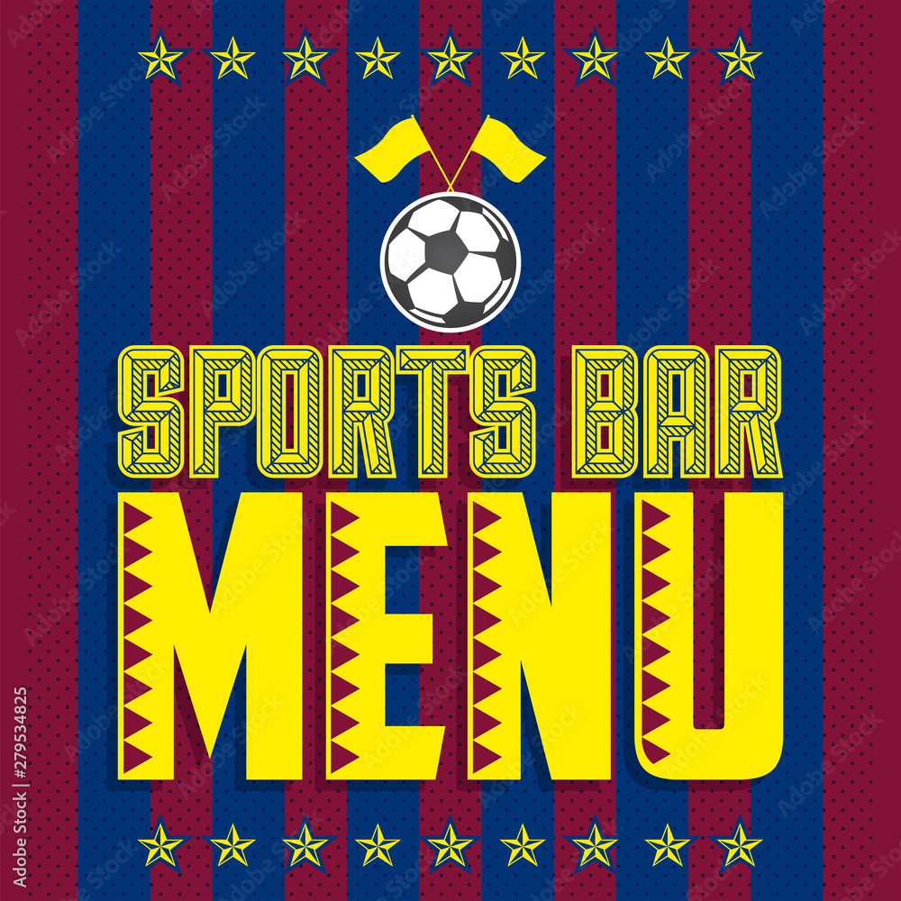 Sports Bar Menu Cover Design template, Soccer themed restaurant Stock ...