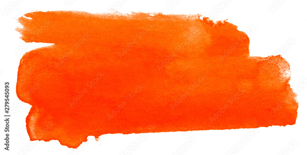 red orange watercolor blot background with paper texture on white ...