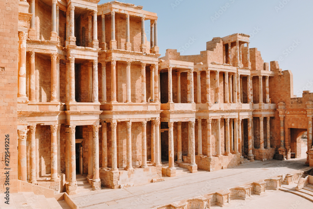 Ancient archaeological site. Ruins of the city of Sabratha, ancient ...