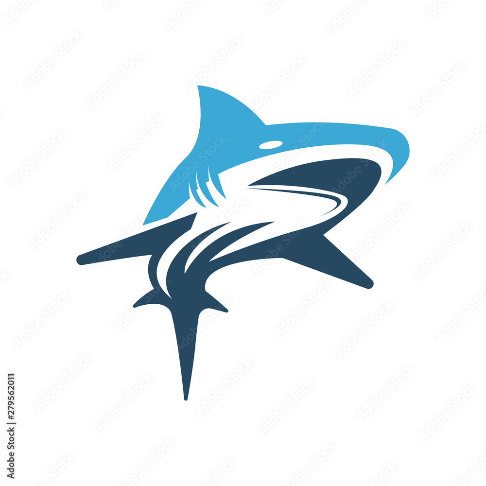 shark swimming art logo design inspiration Stock Vector | Adobe Stock