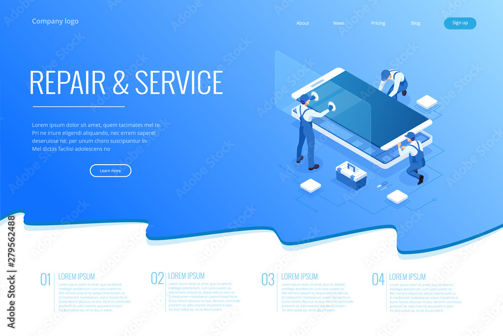 Isometric smartphone repair service concept. Electronics repair service ...