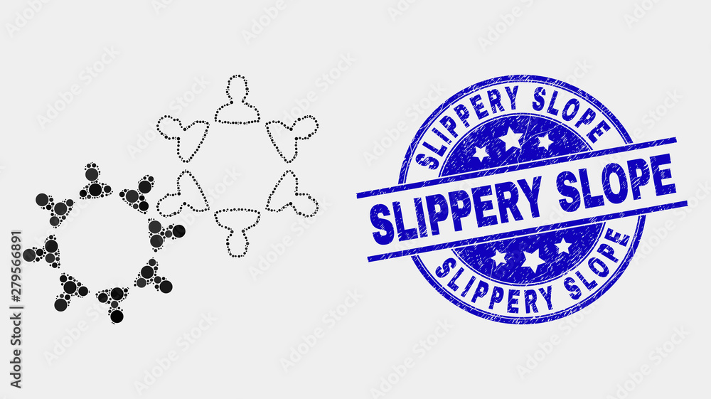 Pixelated user collaboration mosaic icon and Slippery Slope watermark ...