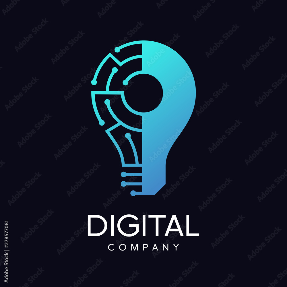 Technology energy light bulb lamp vector logo. This logo is suitable ...