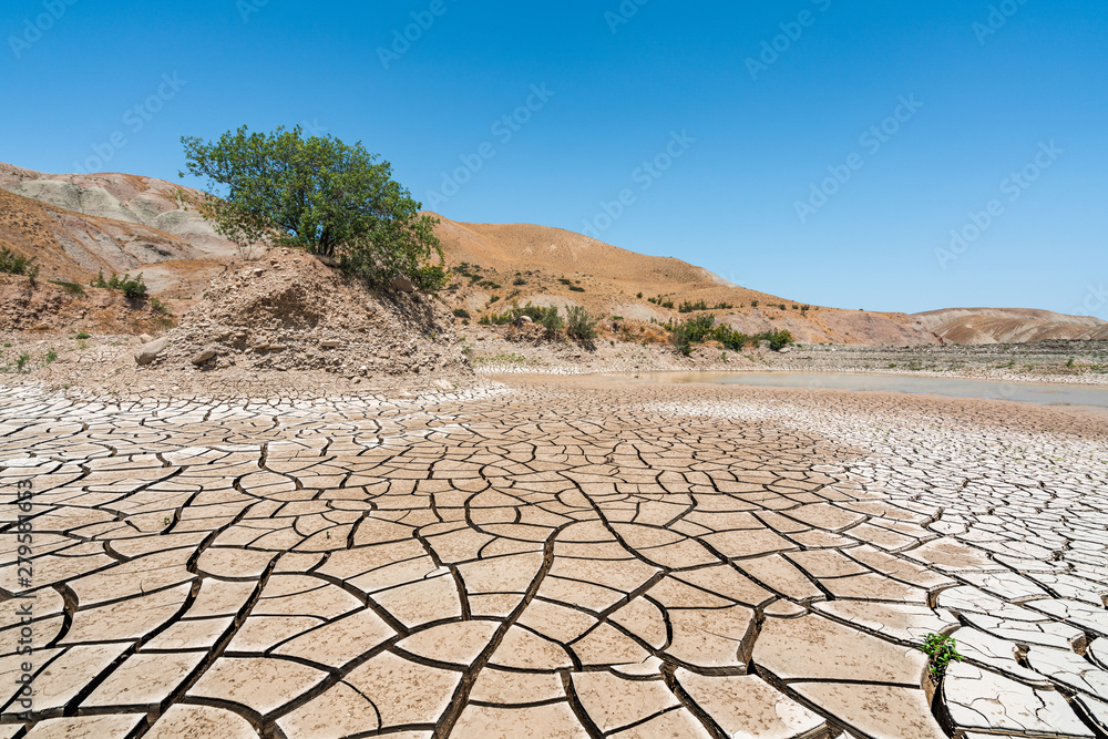 Global warming dried up a big lake Stock Photo | Adobe Stock
