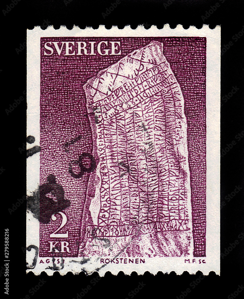 Rok Runic Stone, one of the most famous runestones, Ostergotland ...