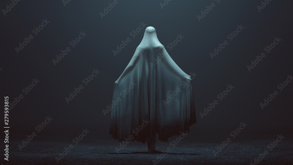 Standing Evil Spirit Ghost with one Knee Raised and Arms Out in a Death ...
