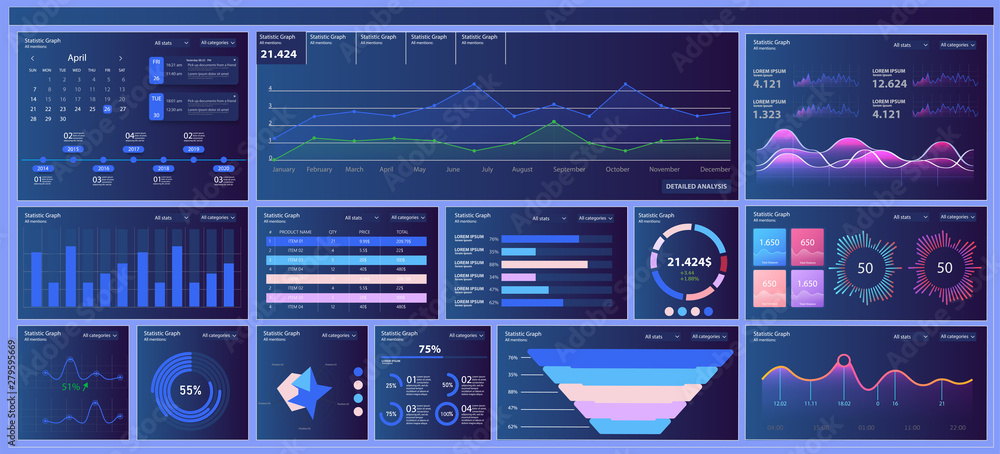 Different UI, UX, GUI mobile screens modern infographic. Diagram ...